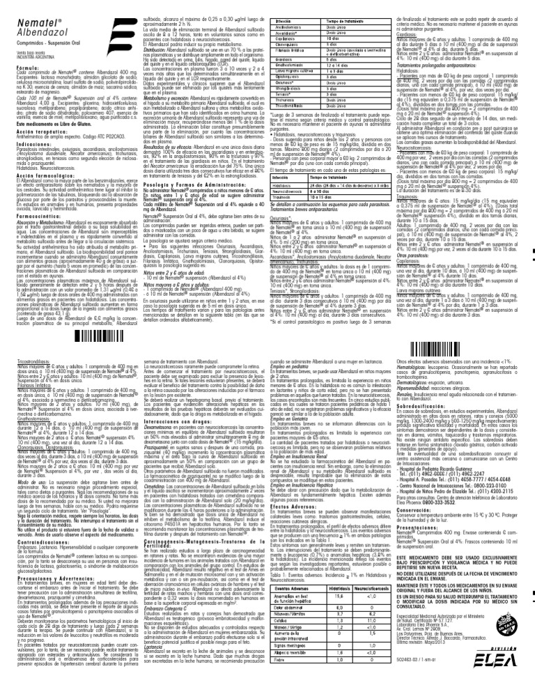 Nematel Comp. y Susp. Oral 502463 03 | PDF | Tableta (Farmacia ...