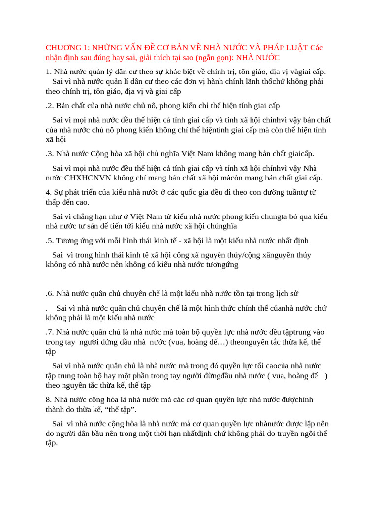 ôn tập thi cuối kì 1 pldc | PDF