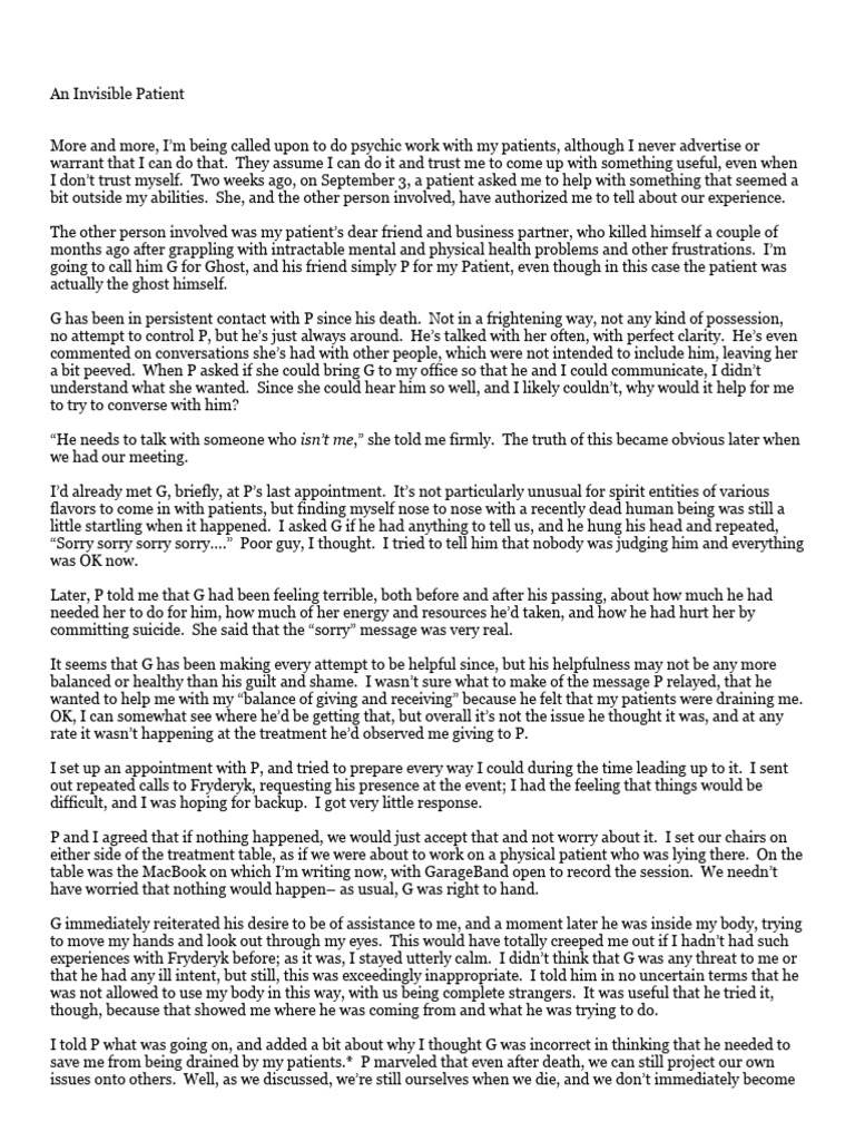 An Invisible Patient | PDF | Self-Improvement