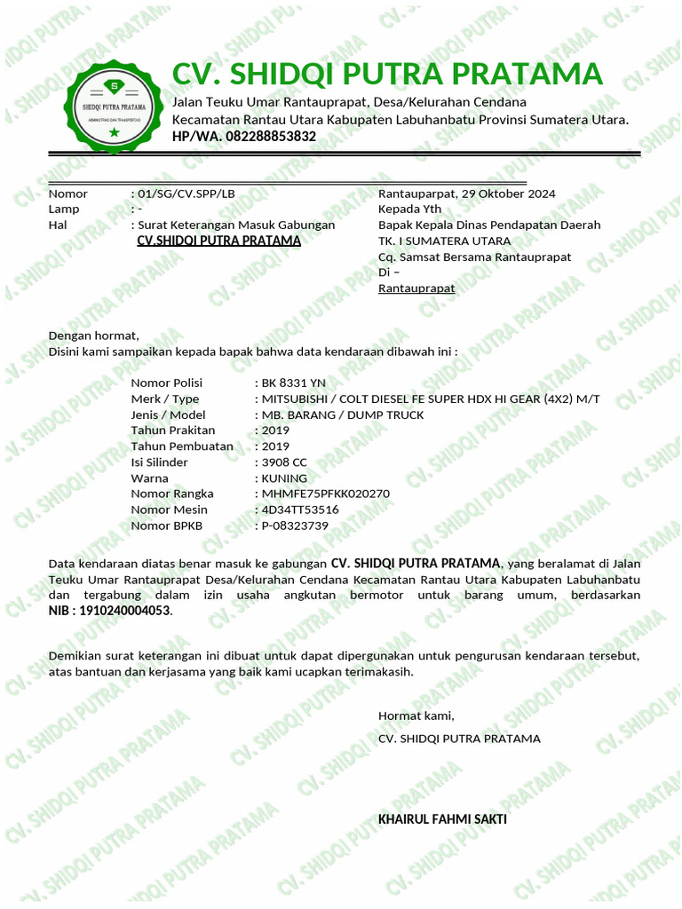 Format Kop Surat CV Akong | PDF