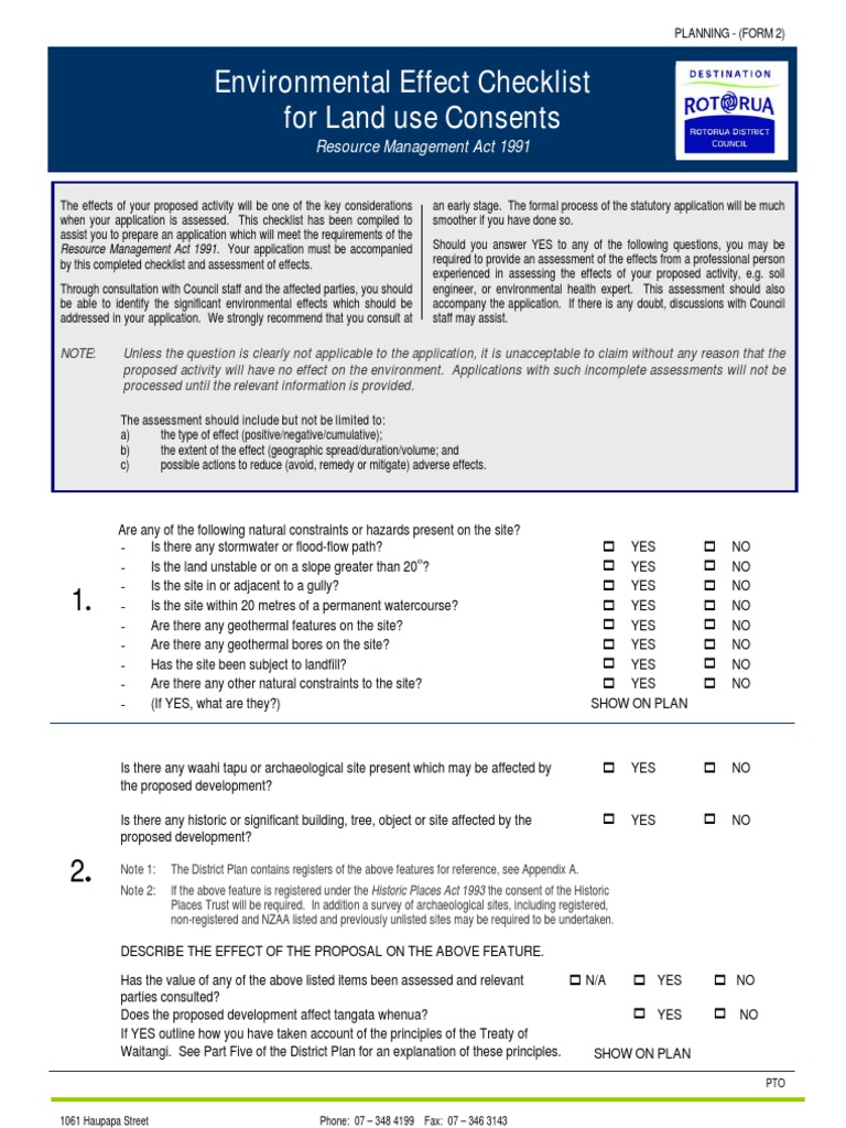 Environmental Effect Checklist | PDF | Natural Environment | Nature