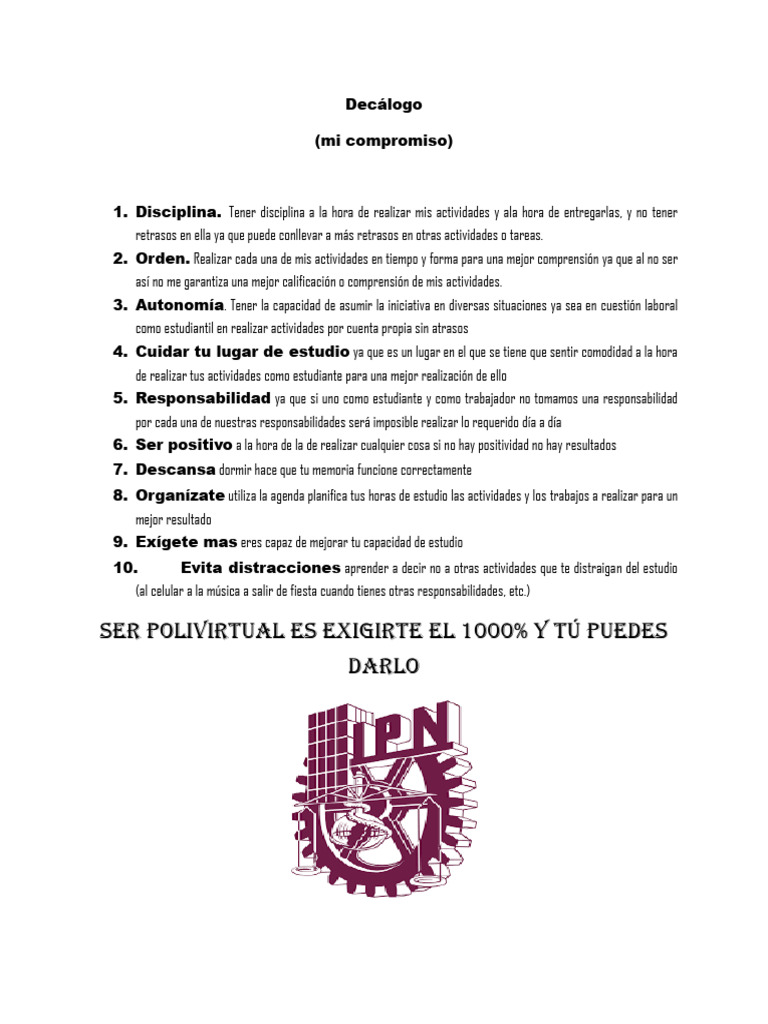 Decalogo | PDF | Crecimiento personal y profesional