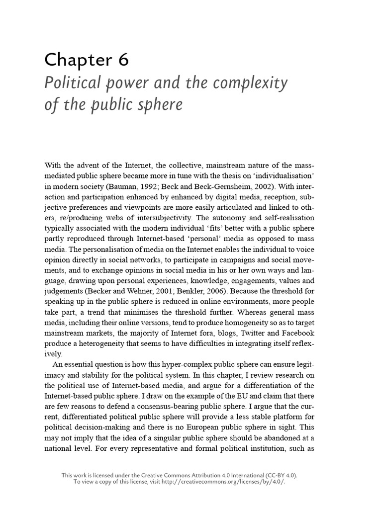 Rasmussen 2016 Chapter 6 Political Power and The Complexity of The Public Sphere | PDF | Public ...