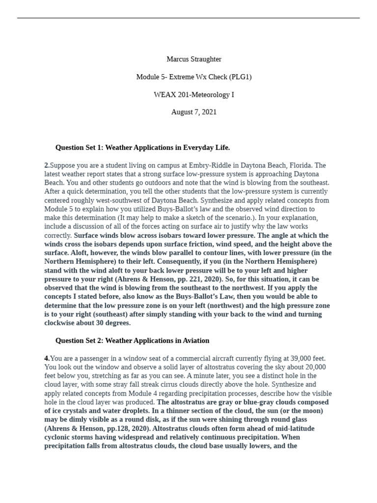 Straughter Marcus MOD5 ExtremeWxCheck PLG1 | PDF | Cloud | Precipitation