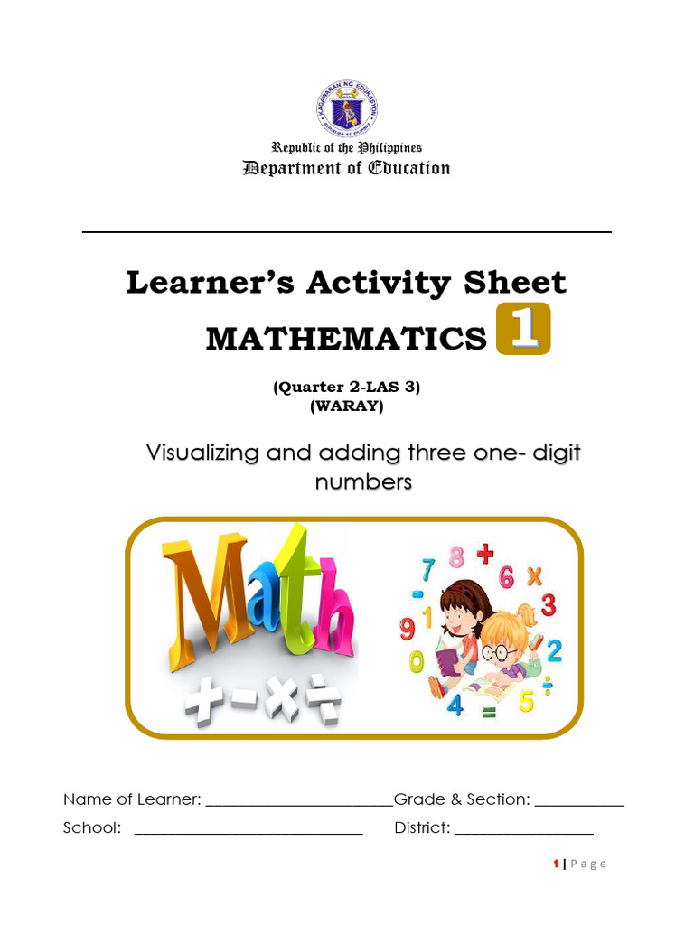 Math 1 Q2 Las 3 Waray | PDF