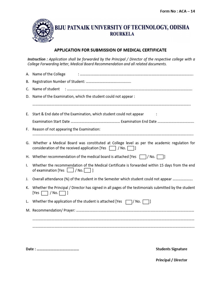 Bput Medical Form | PDF | Career & Growth
