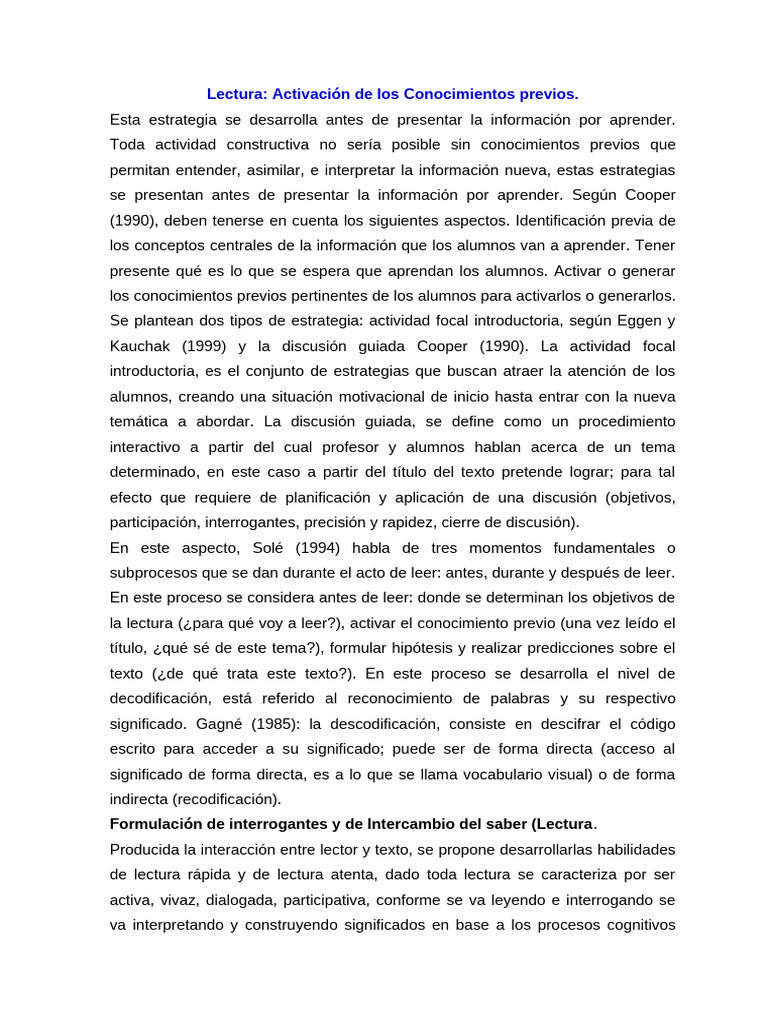 CCC2 Conocimientos Previos. | PDF | Conocimiento | Aprendizaje