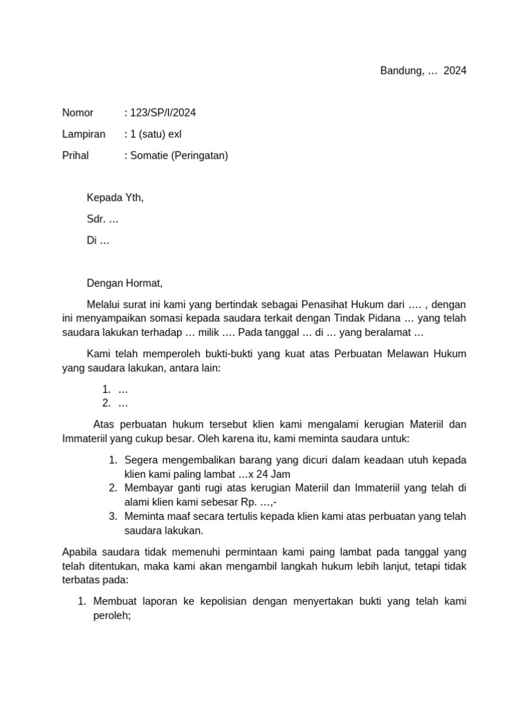 Template Surat Somasi | PDF | Politik | Ilmu Sosial
