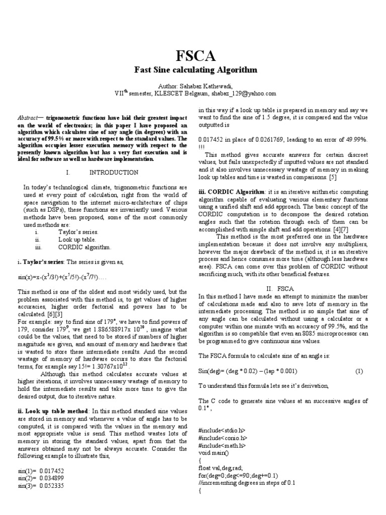 FSCA | PDF | Sine | Trigonometric Functions