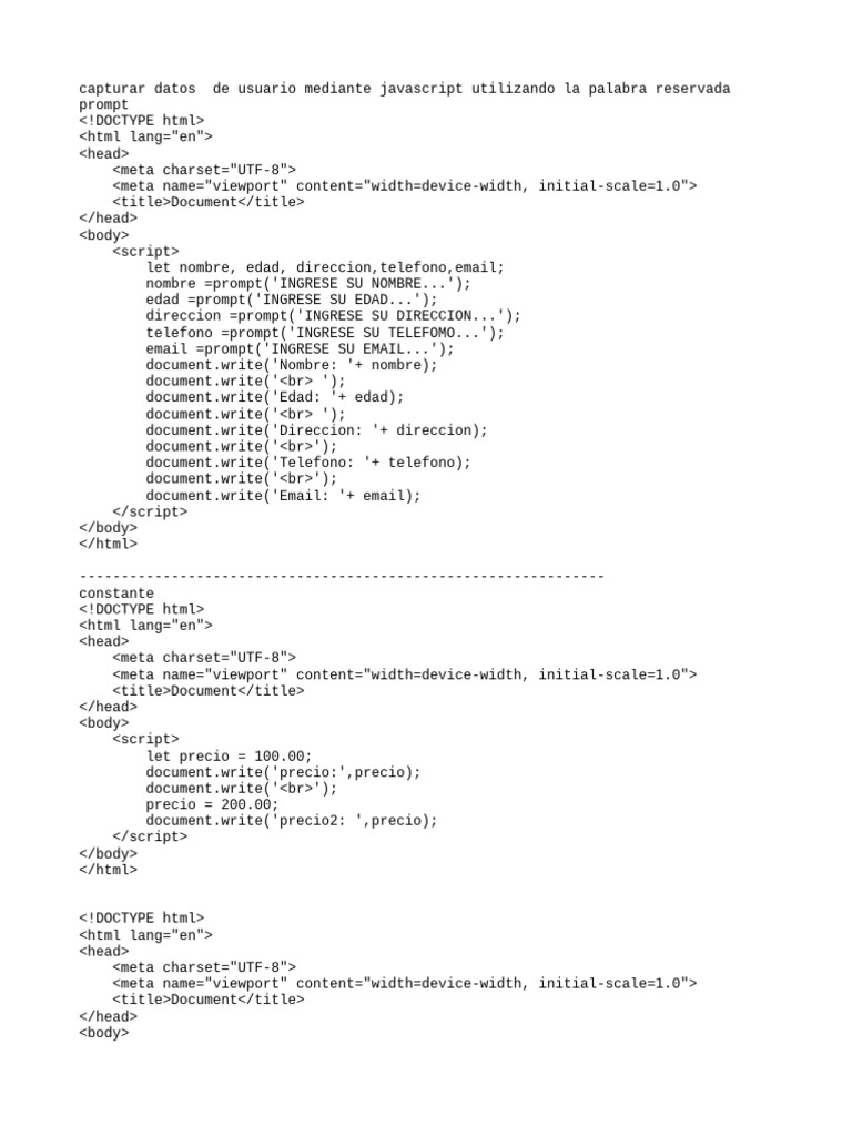 Capturar Datos A Traves de Un Usuario | PDF