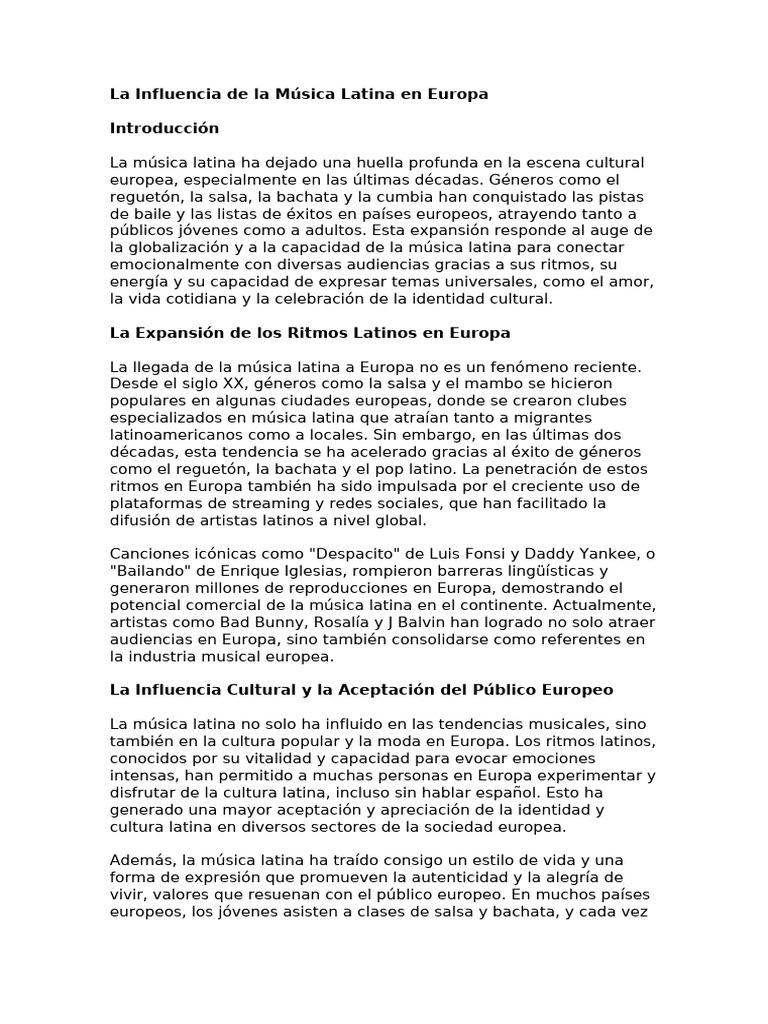 Conquista de la Música Latina en Europa | PDF | Musica Latinoamericana