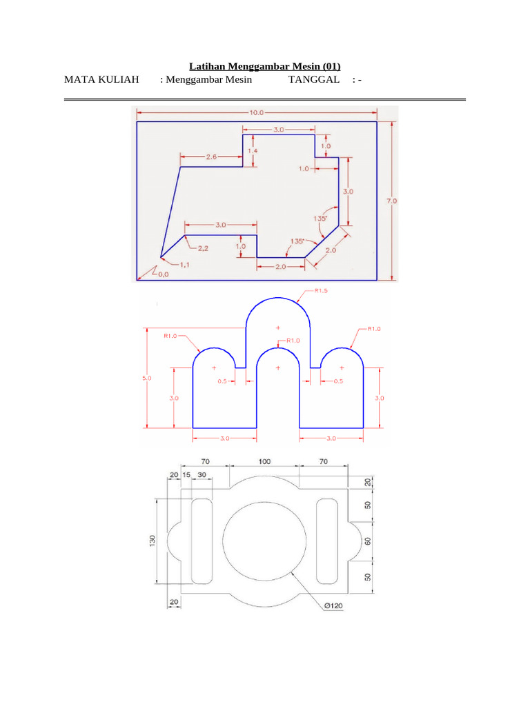 Latihan 02A - Menggambar Mesin | PDF