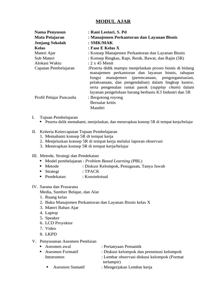 Modul Ajar Rani | PDF