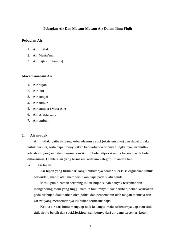 Materi Macam-Macam Air Dan Pembagiannya | PDF
