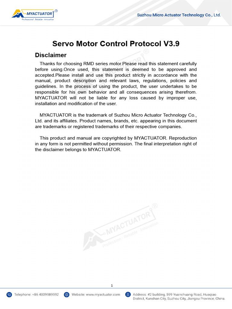 RMD-X Motor Motion Protocol V3.9-240415 | PDF | Acceleration | Computing