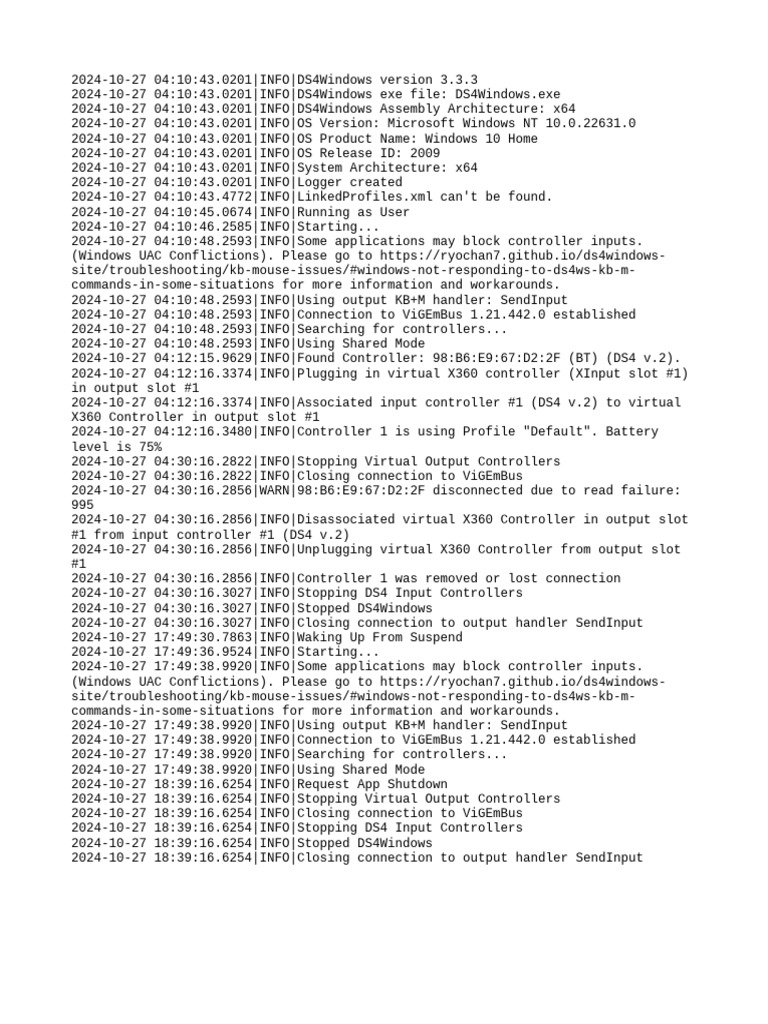 Ds4windows Log | PDF | Xbox 360 | Computer Architecture
