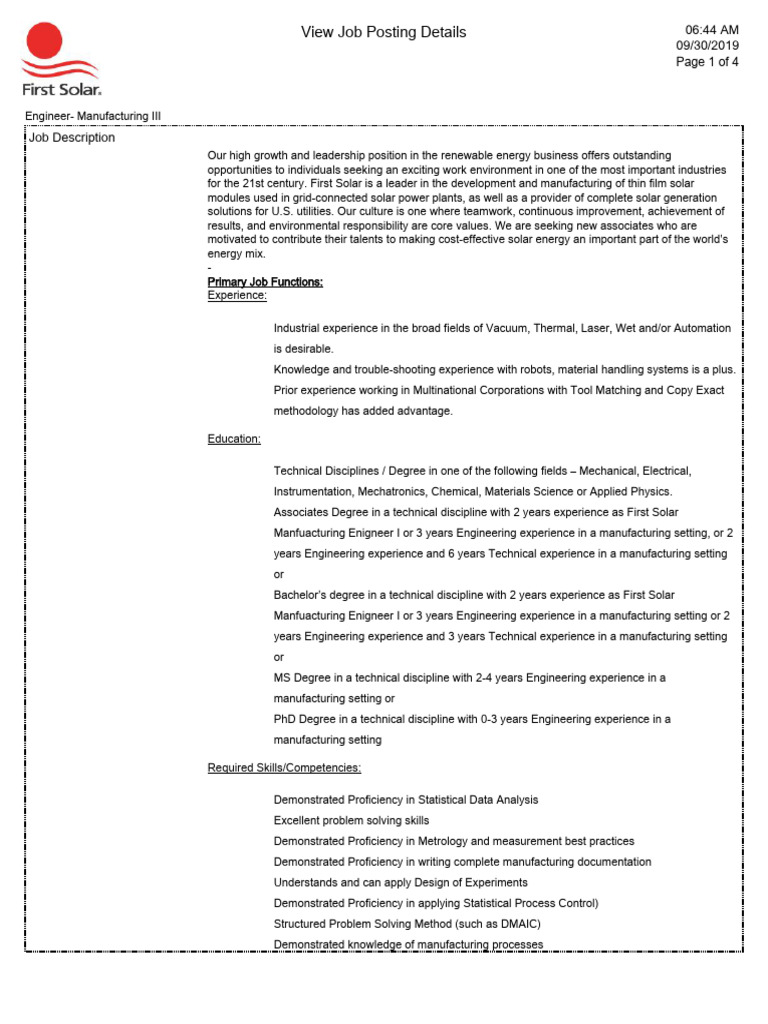 View Job Posting Details | PDF | Engineering | Engineer