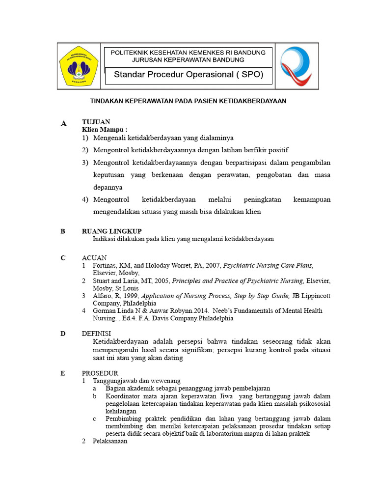 SOP Ketidakberdayaan | PDF | Karier & Perkembangan