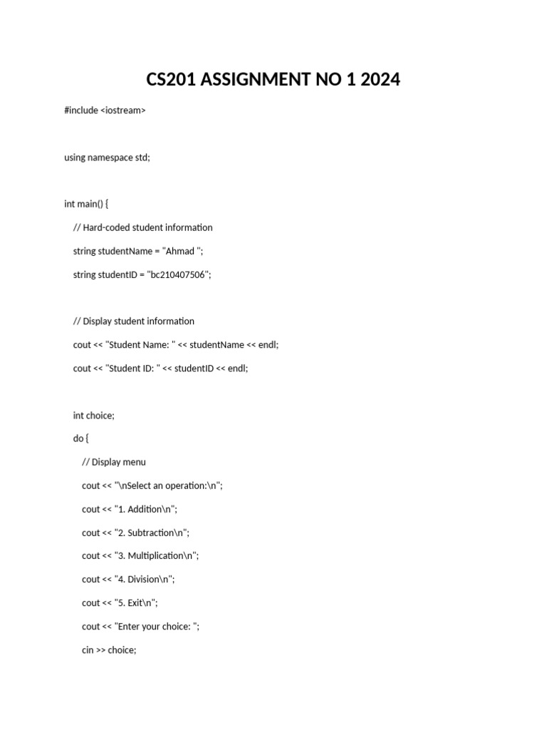 Cs201 Assignment No 1 2024 | PDF | Computer Programming | Software Engineering