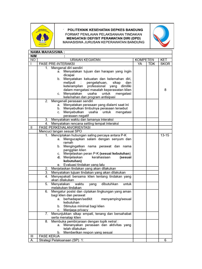 fORM PENILAIAN DPD | PDF