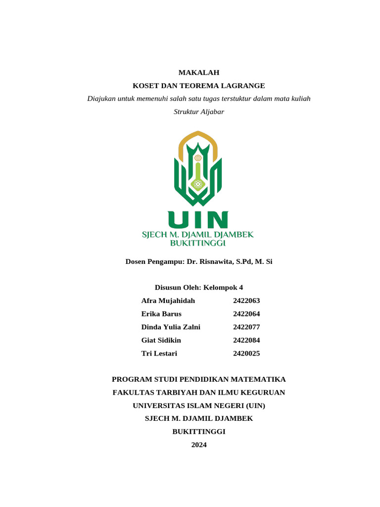 MAKALAH STRUKTUR ALJABAR KELOMPOK 4 Finish | PDF | Metode & Bahan Ajar