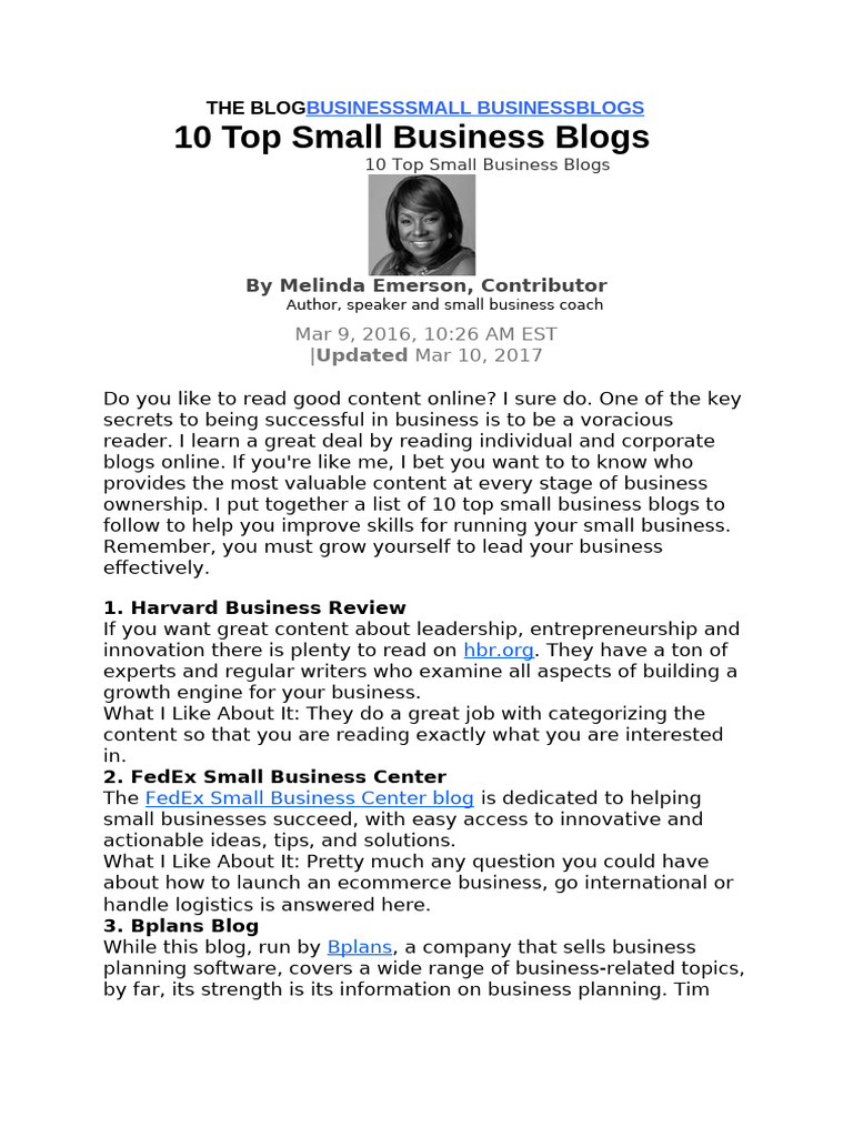 Top 10 Small Business Blogs to Follow | PDF | Business | Mass Media