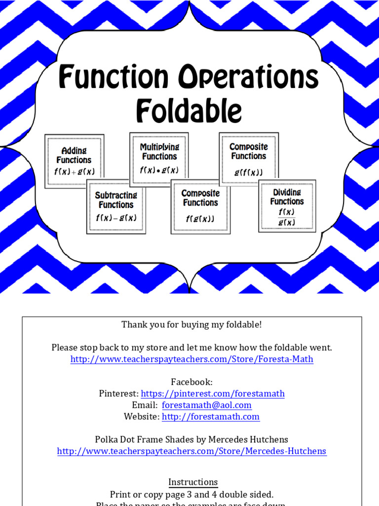 Function Operations Foldable | PDF | Arithmetic | Mathematics