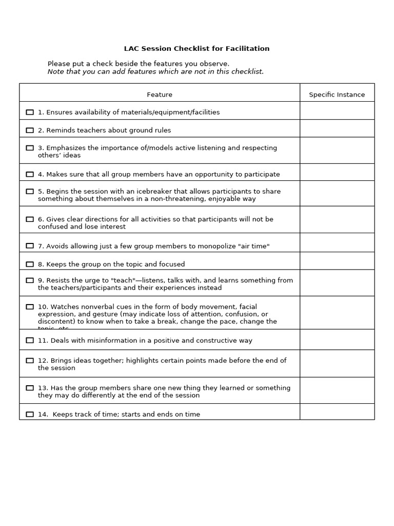 3b - LAC Facilitation Checklist | PDF