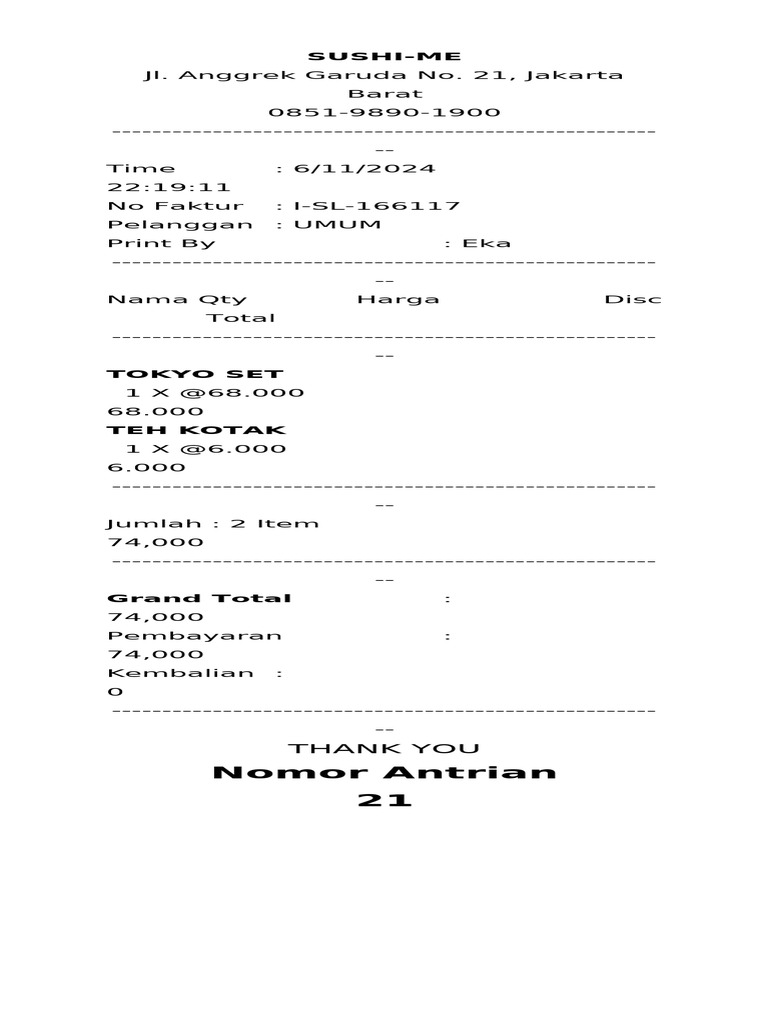 Struk Printer Thermal | PDF