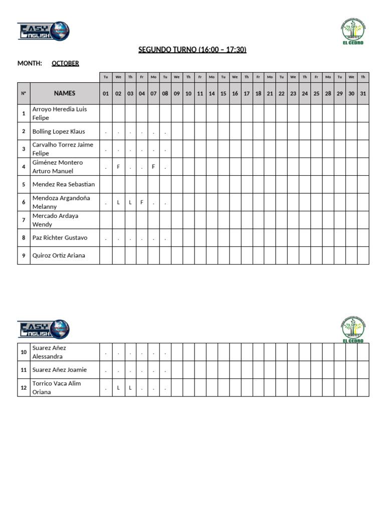 Lista 2do Turno Book 11 | PDF