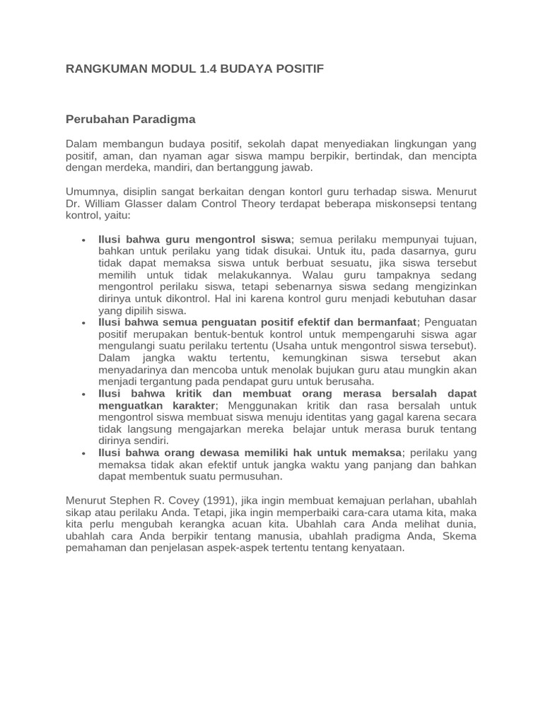 Rangkuman Modul 1.4 Budaya Positif | PDF