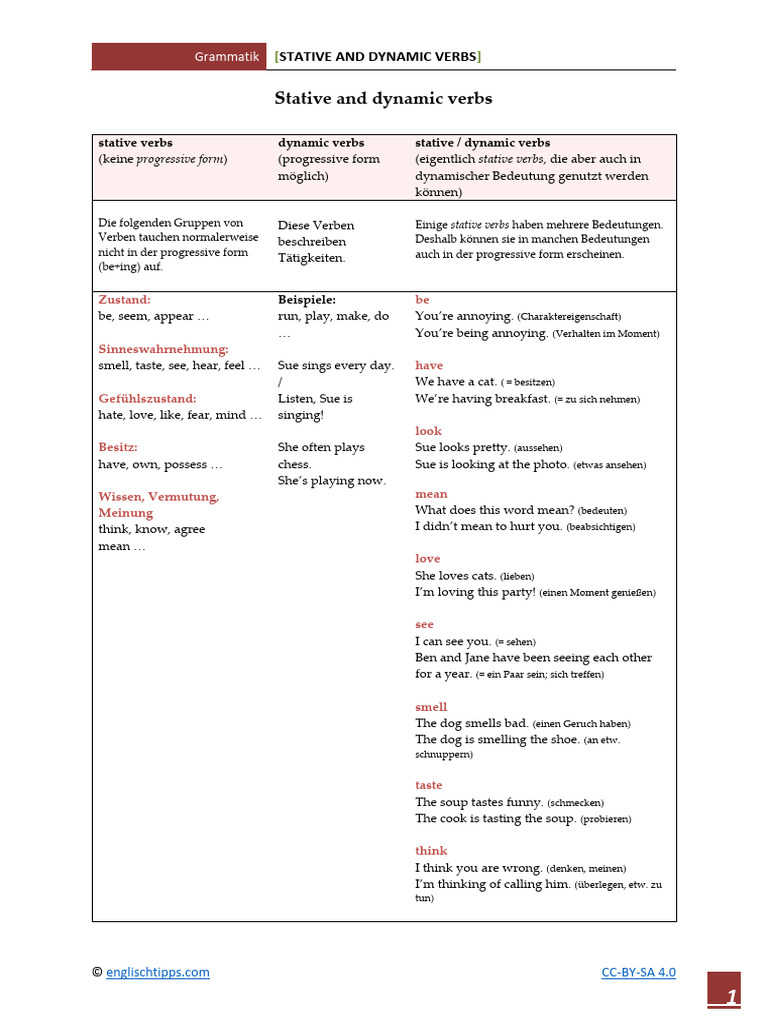 Stative and Dynamic Verbs | PDF | Linguistic Typology | Grammar