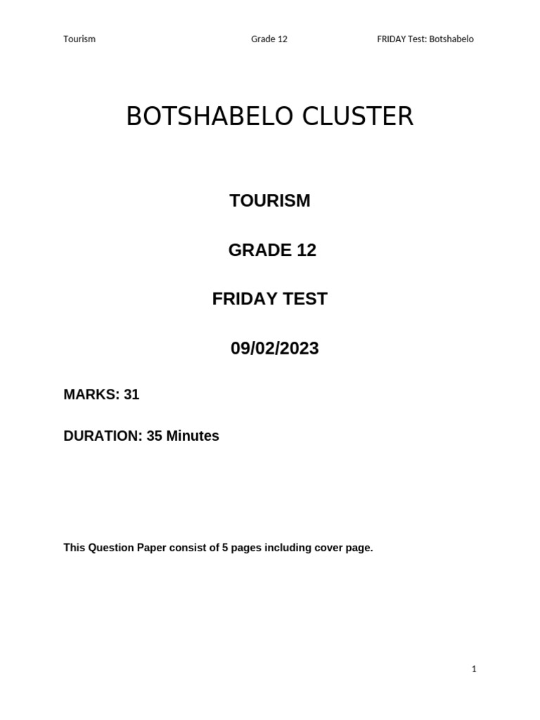 Friday Test Grade 12 | PDF