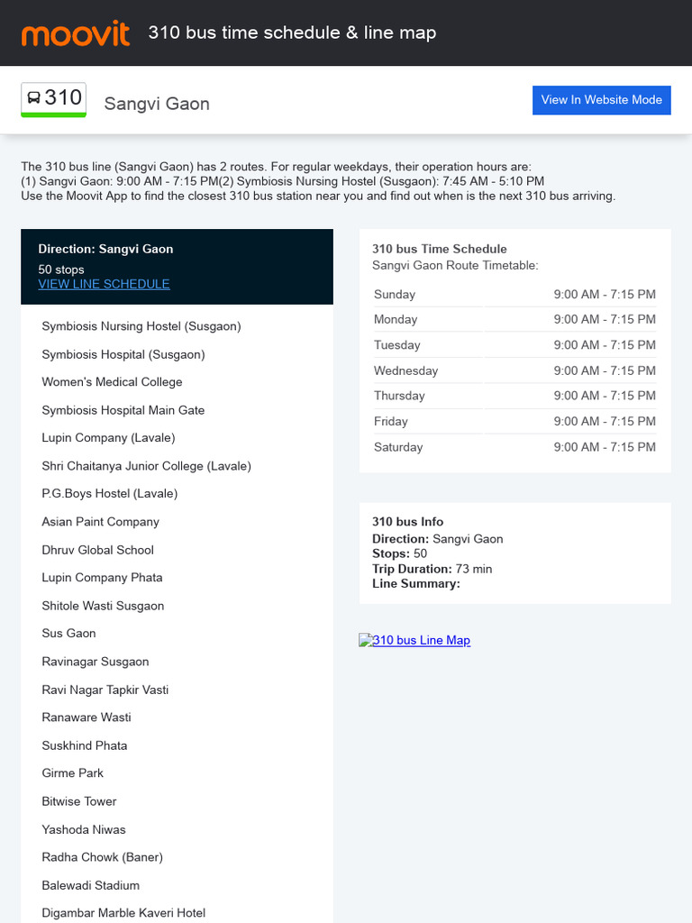 310 Bus Schedule for Sangvi Gaon | PDF | Service Industries | Public ...
