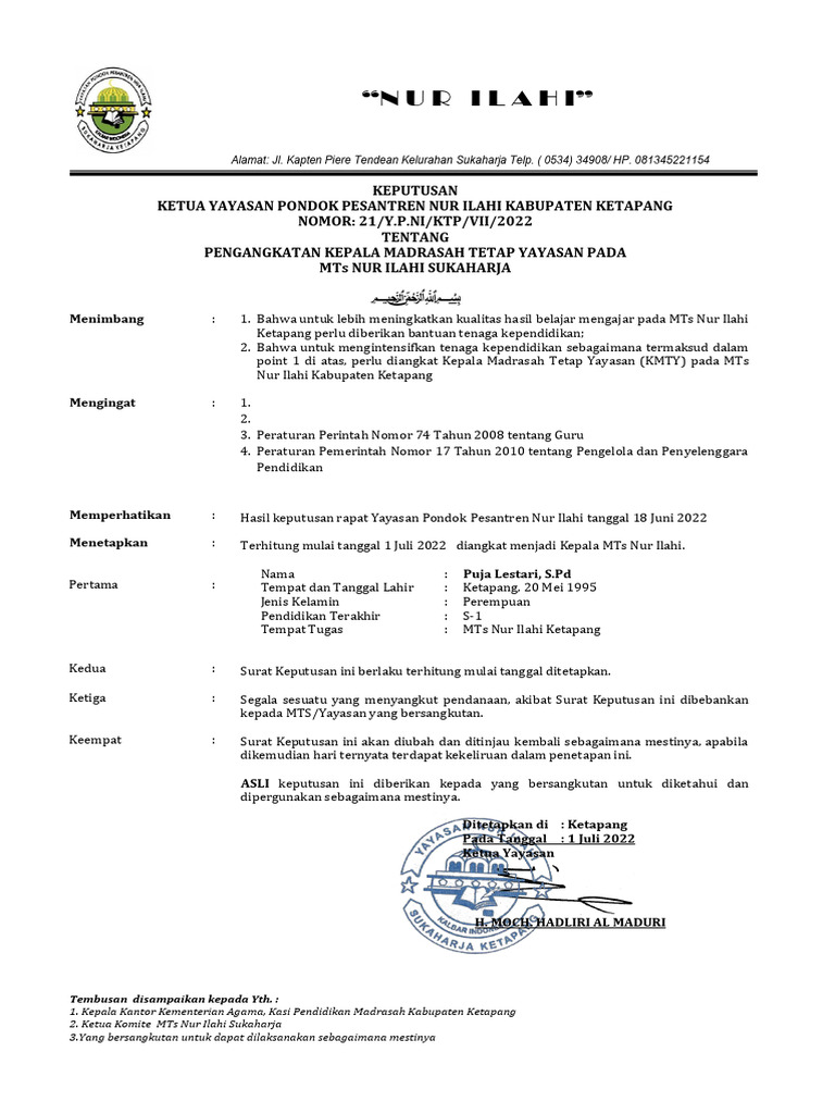 SK Kepala MTs Puja | PDF