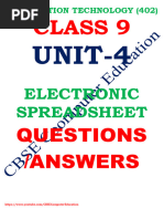 Electronic Spreadsheet Class 9 Solutions | PDF | Spreadsheet | Worksheet