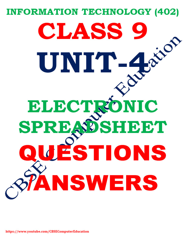 Unit-4 Question Answer | PDF | Spreadsheet | Worksheet