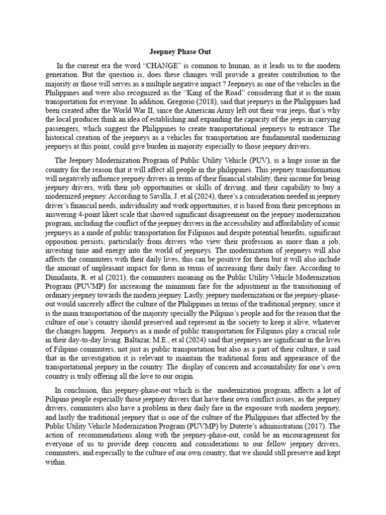 Jeepney Phase Out | PDF | Transport