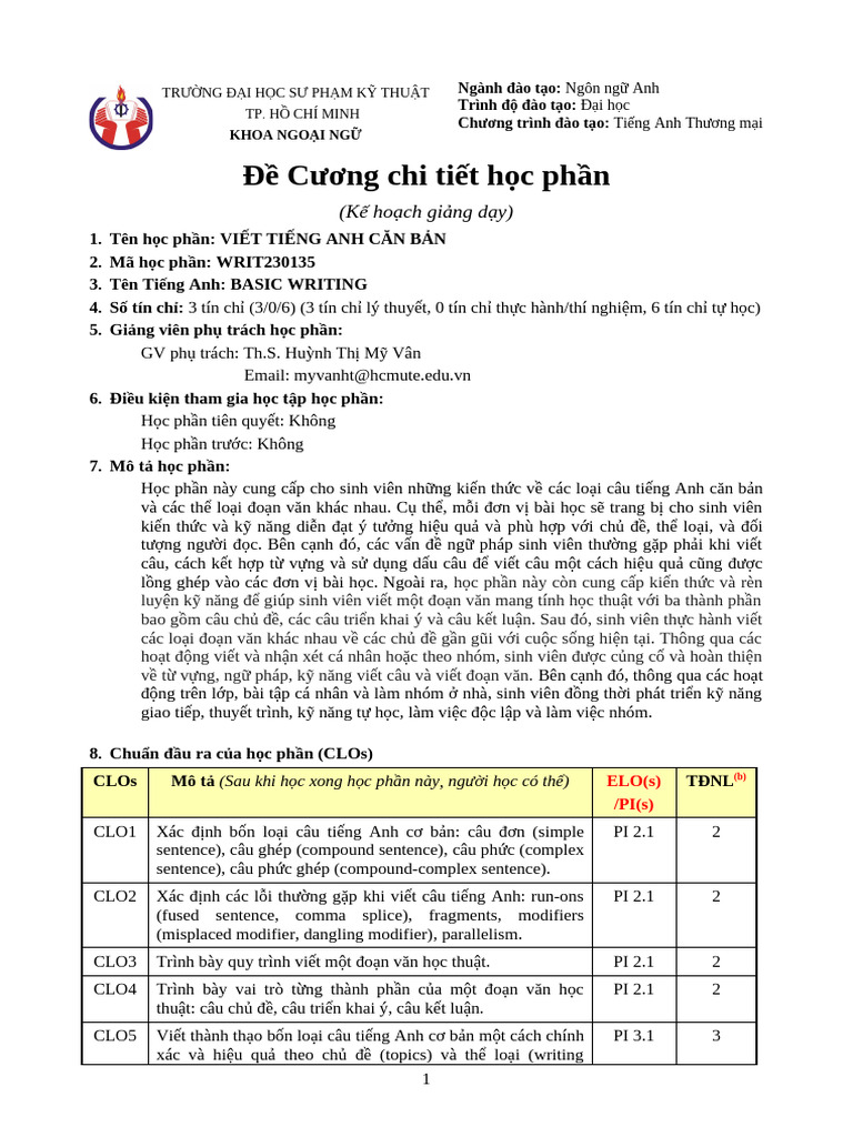Syllabus Basic Writing | PDF