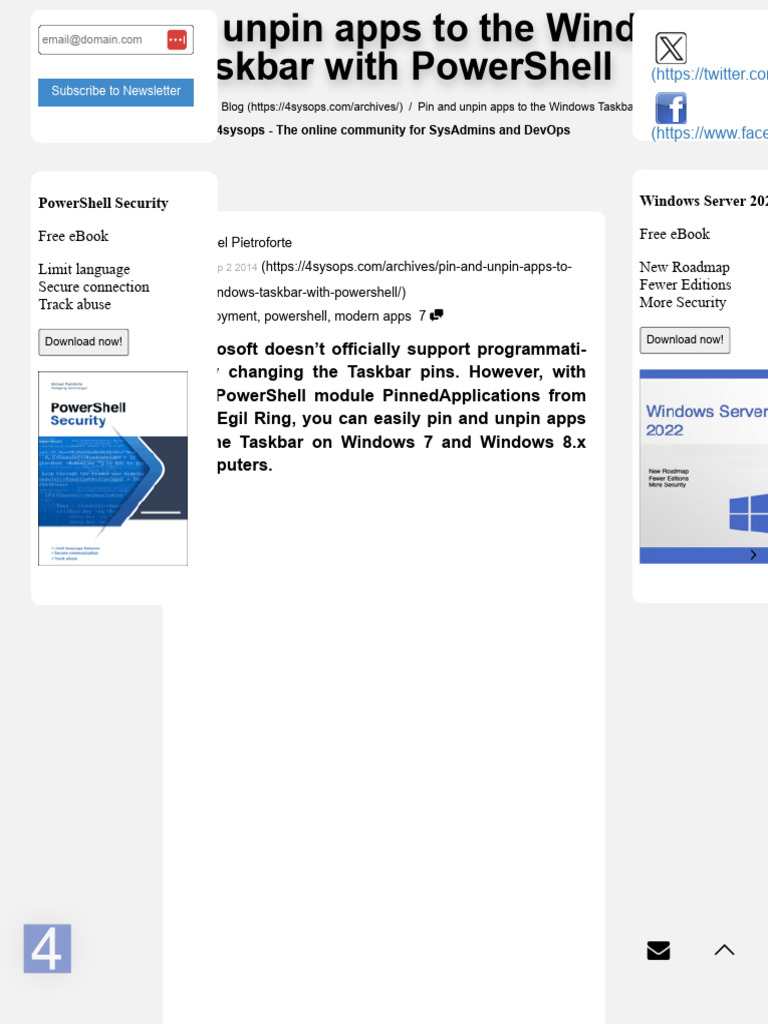 Pin and Unpin Apps To The Windows Taskbar With PowerShell - 4sysops ...
