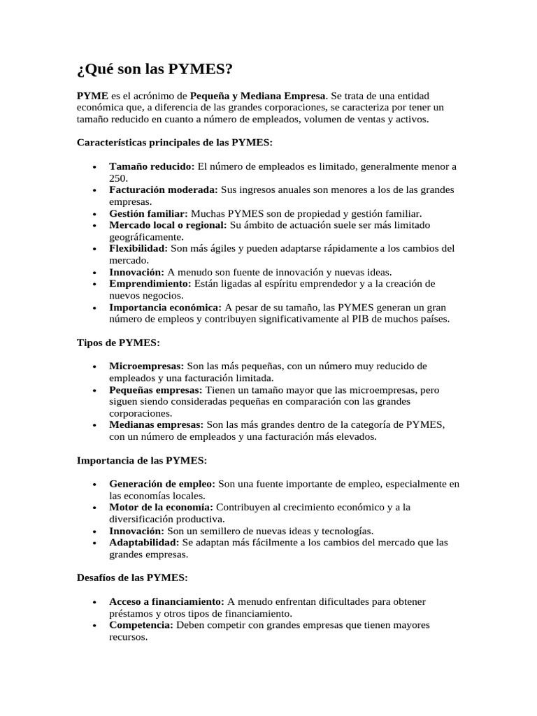 Qué Son Las PYMES | PDF | Pequeñas y medianas empresas | Economias