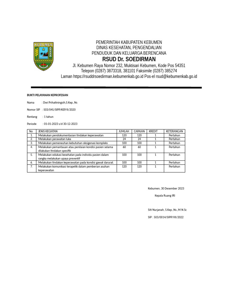 Bukti Pelayanan Profesi New | PDF