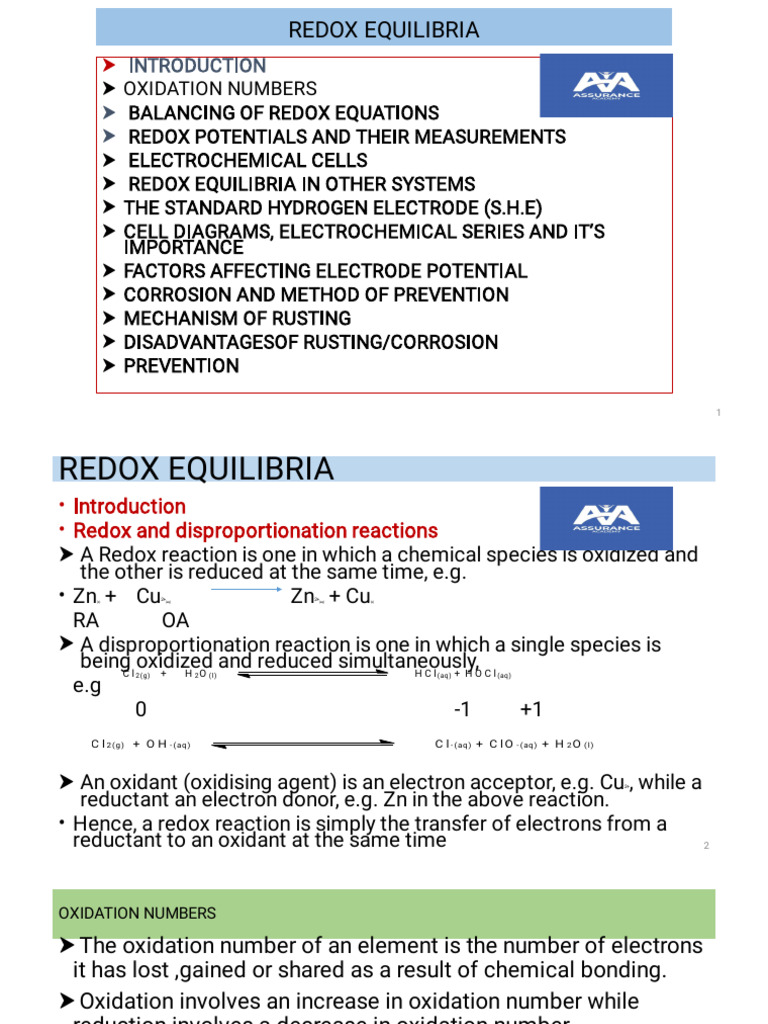 Redox Equilibria | PDF | Redox | Electrochemistry