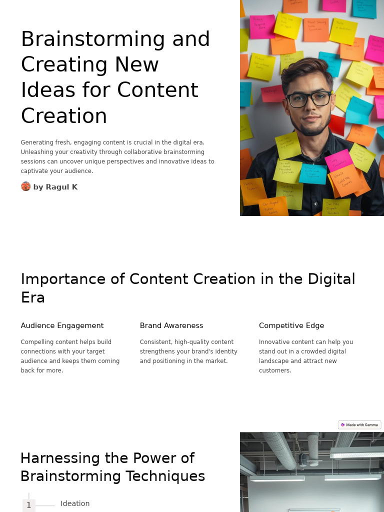 Brainstorming and Creating New Ideas For Content Creation | PDF ...