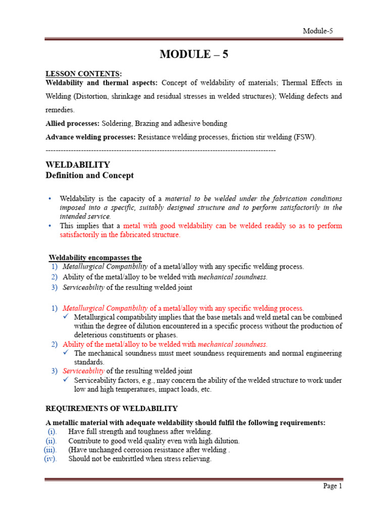 Manufacturing Process Module-5 Welding | PDF | Soldering | Welding