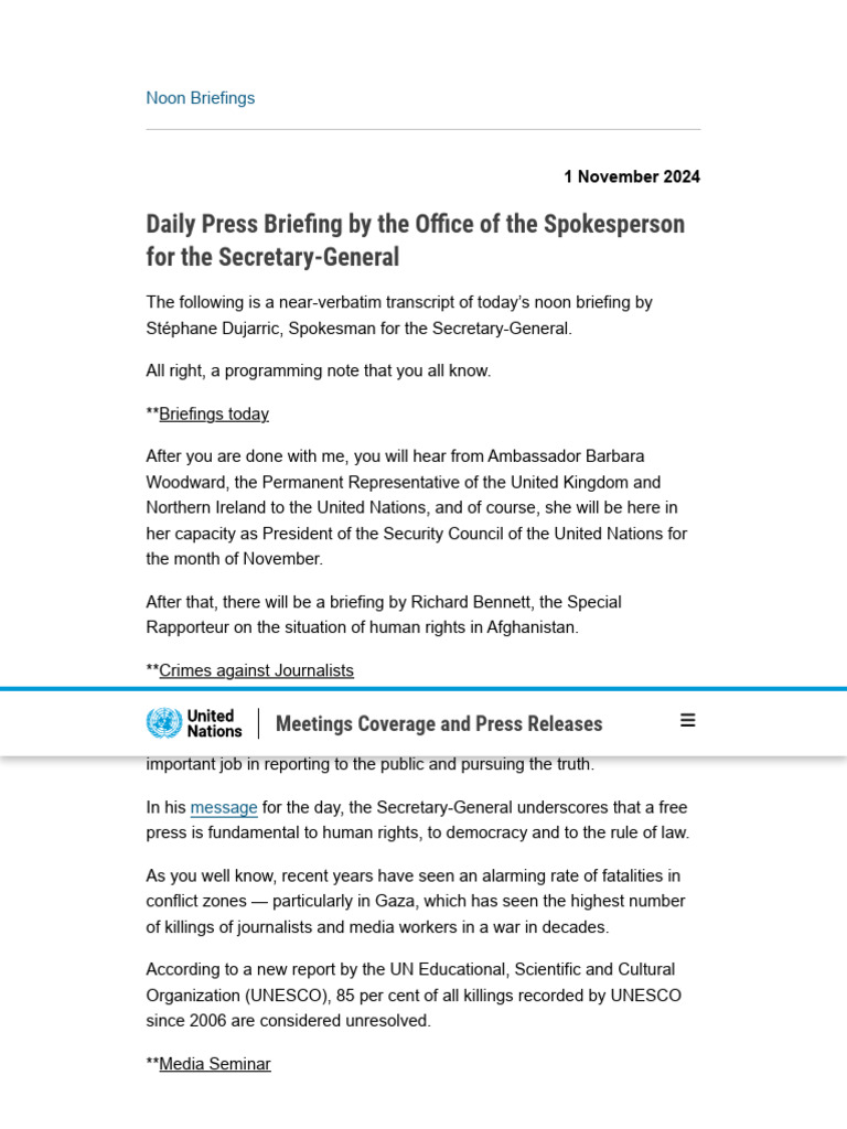 Daily Press Briefing by The Office of The Spokesperson For The ...