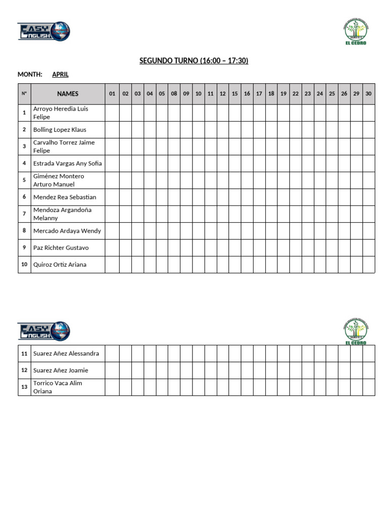 Lista 2do Turno Book 7 | PDF