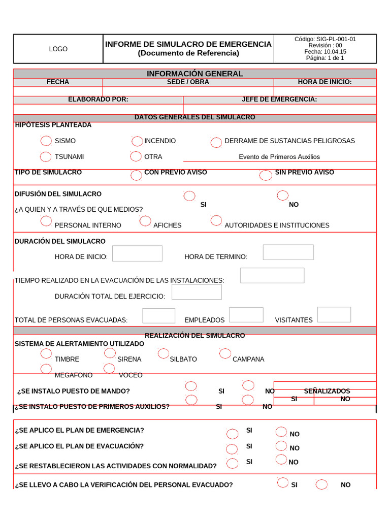Formato Informe de Simulacro de Emergencia - Compress | PDF
