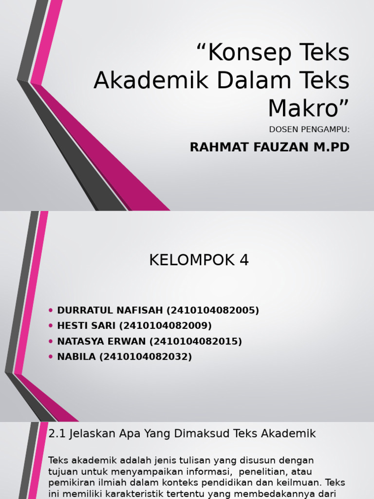 Konsep Teks Akademik Dalam Teks Makro Power Point | PDF