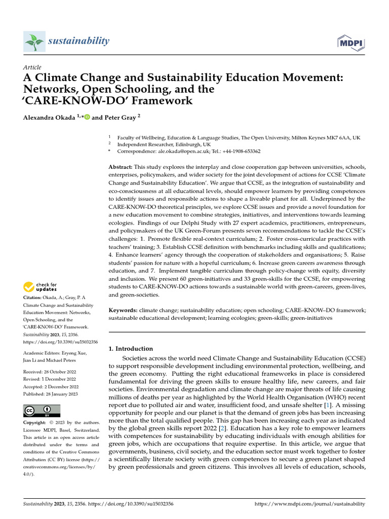 02 INT CCE Care-Know-Do Framework | PDF | Sustainability | Knowledge